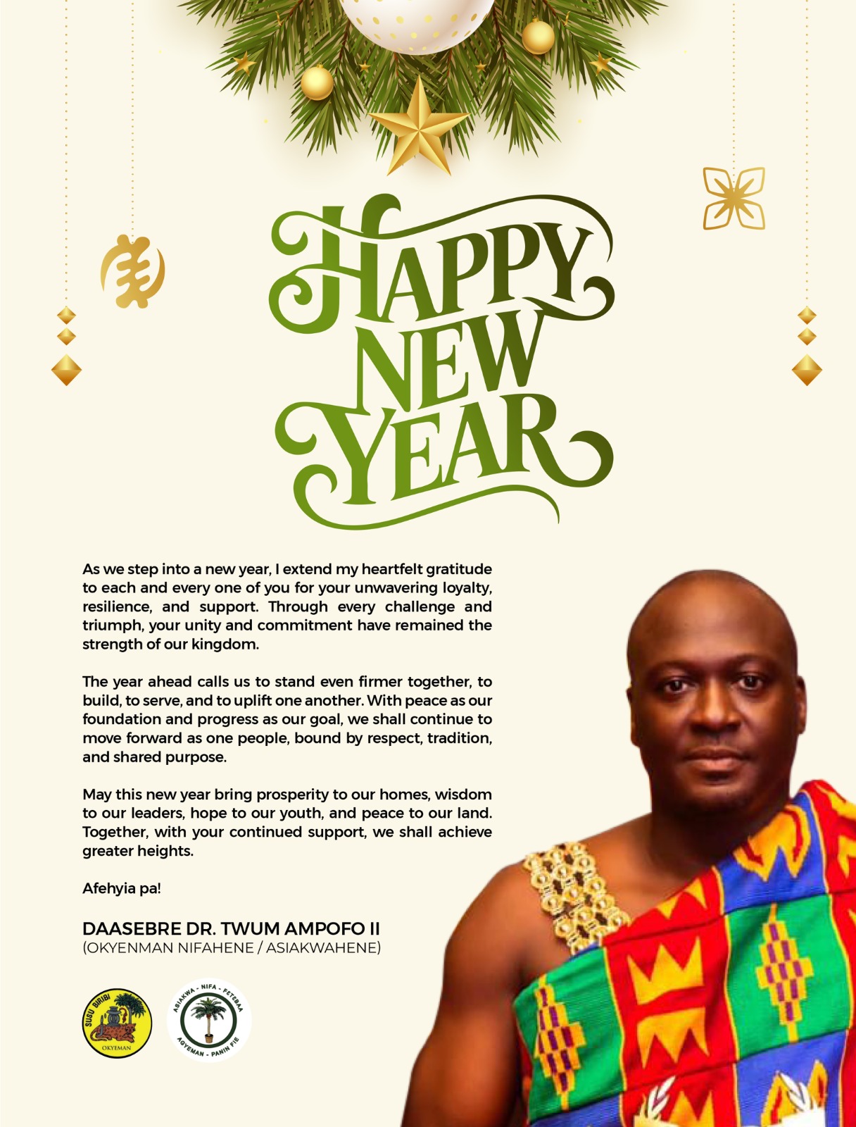 Asiakwahene urges unity, peace in New Year Message | Ghana News Agency